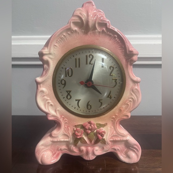 Accents | Vintage Coventry Fine Porcelain Pink Clock Desk Clock | Poshmark
